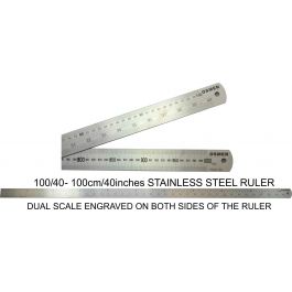 OSMER STAINLESS STEEL RULE - 100cm/40inches - DUAL SCALE - 100/40