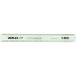 OSMER SHATTERPROOF 30CM/300MM PLASTIC RULER - CLEAR - PACK OF 24 - 30P