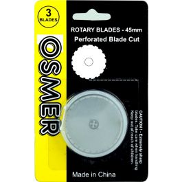 OSMER ROTARY WHEEL CUTTER BLADE - PERFORATED - PACK OF 3 - BL45P