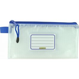 CLEAR MESH CASE - 23 X 12CM - BLUE ZIP - M2312B