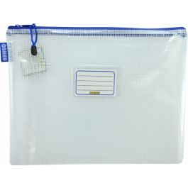 CLEAR MESH CASE - A4 - 36 X 27CM - BLUE ZIP - MA4B