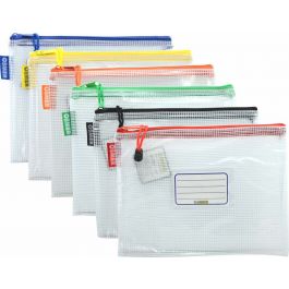 CLEAR MESH CASE - A5 - 26 X 20CM - ASSORTED COLOURS ZIP - MA5A