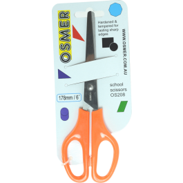 OSMER SCISSOR - 178mm. ORANGE HANDLE - HANGSELL CARDED