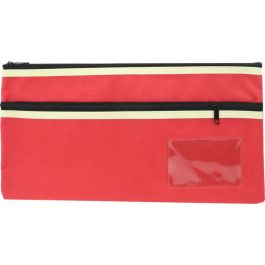 POLYESTER PENCIL CASE - 2 ZIP -35 X 18CM - RED - P3518R2