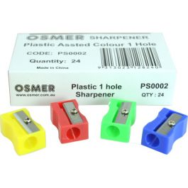 1 HOLE PLASTIC SHARPENER - BOX OF 24 - PS0002