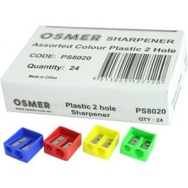 2 HOLE PLASTIC SHARPENER - BOX OF 24 - PS8020