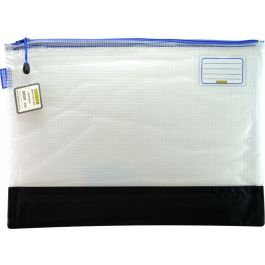 REINFORCED NYLON BOTTOM - CLEAR MESH CASE 48 X 35CM - BLUE ZIP - RMA3B